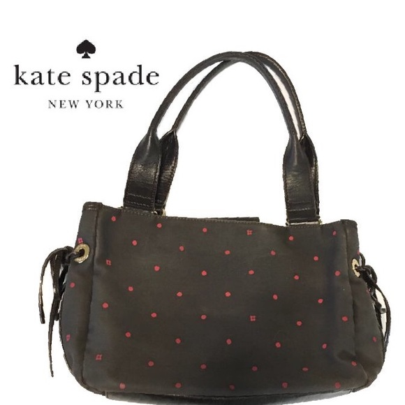 kate spade | Bags | Kate Spade Leather Gold Fabric Logo Tote Handbag ...